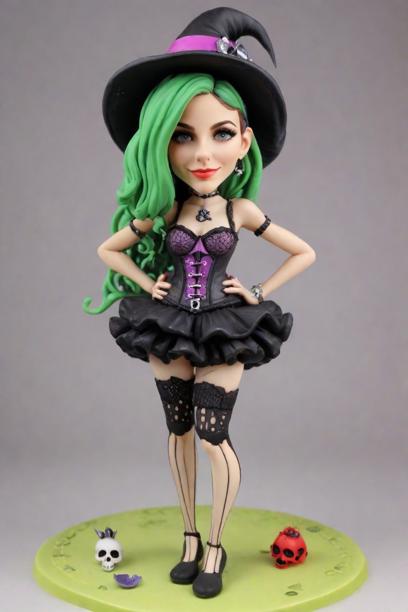 Spooky Custom Punk Witch Bobblehead | HeartVoice Gifts