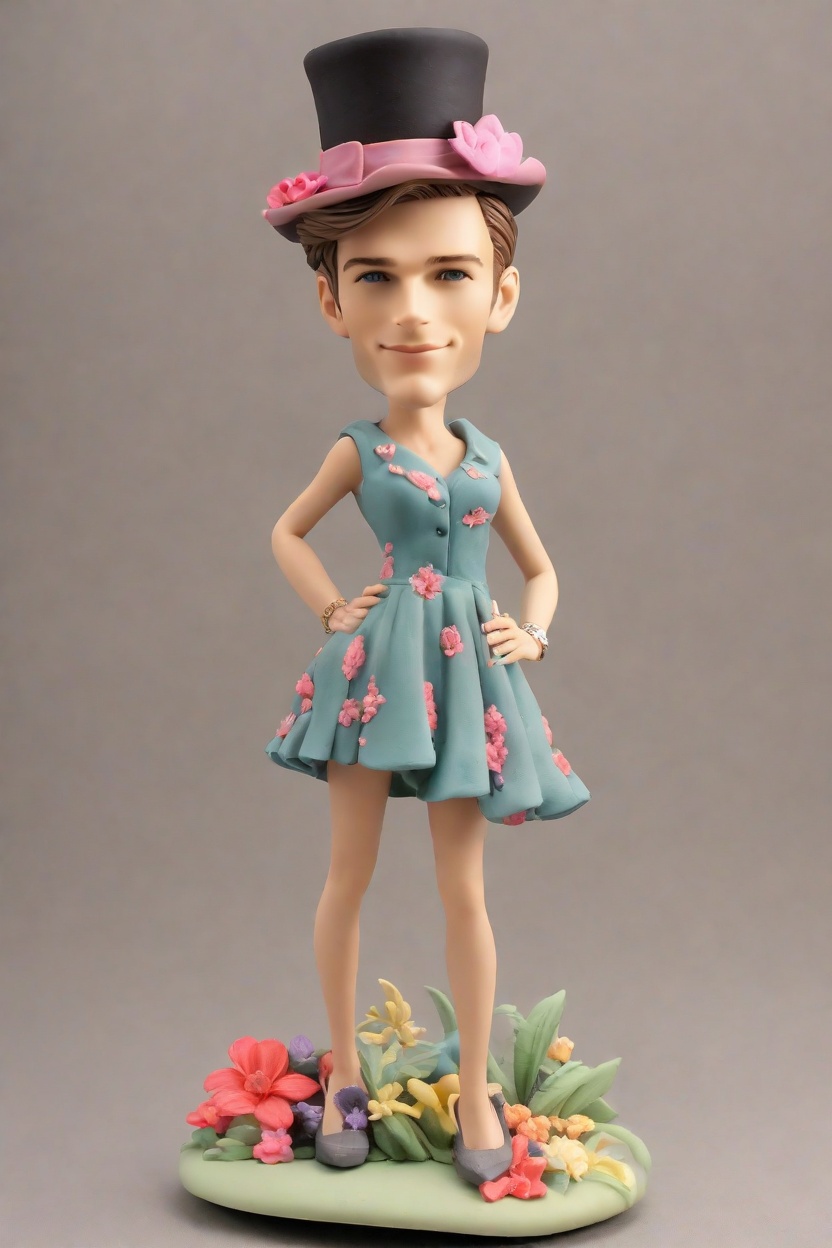 Custom Playful Pose Bobblehead - Floral Fun | HeartVoice Gifts